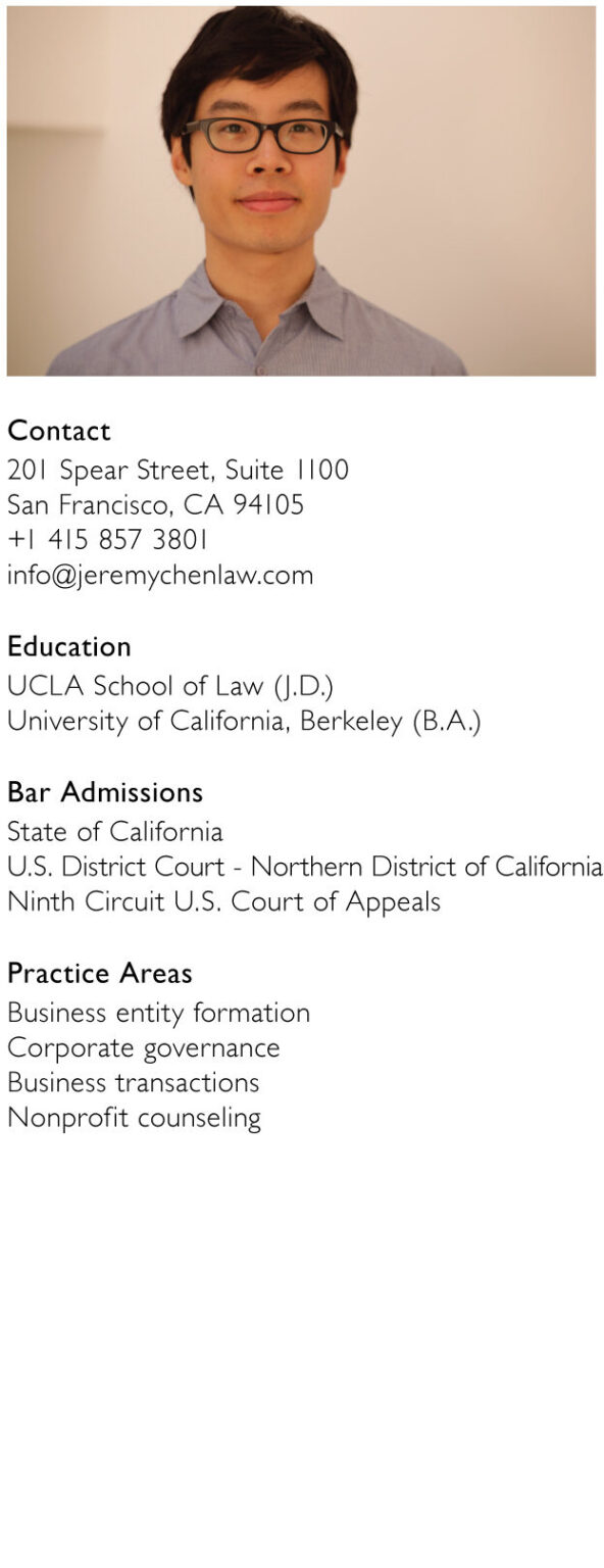 About » The Law Office of Jeremy Chen | Social Enterprise Lawyer
